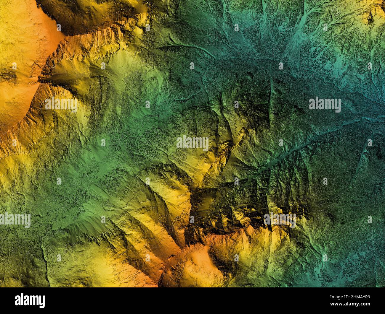 Elevation model of mountain terrain. GIS 3D product made after ...