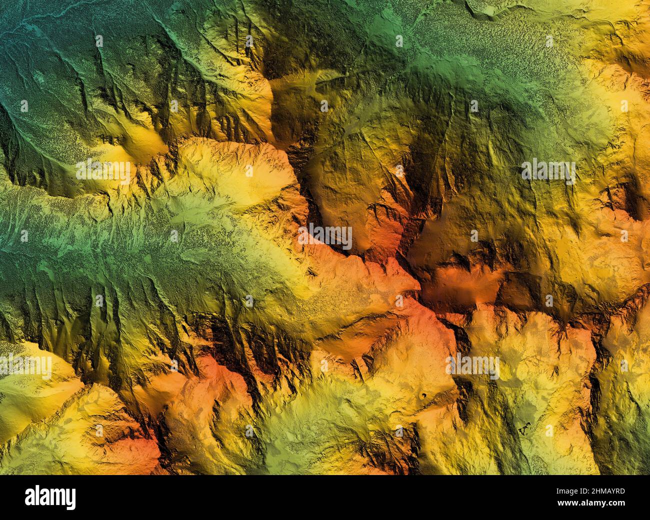 Elevation model of mountain terrain. GIS 3D product made after ...