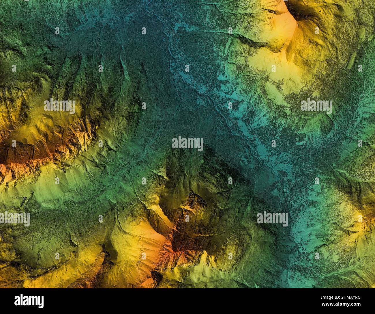 Elevation model of mountain terrain. GIS 3D product made after ...