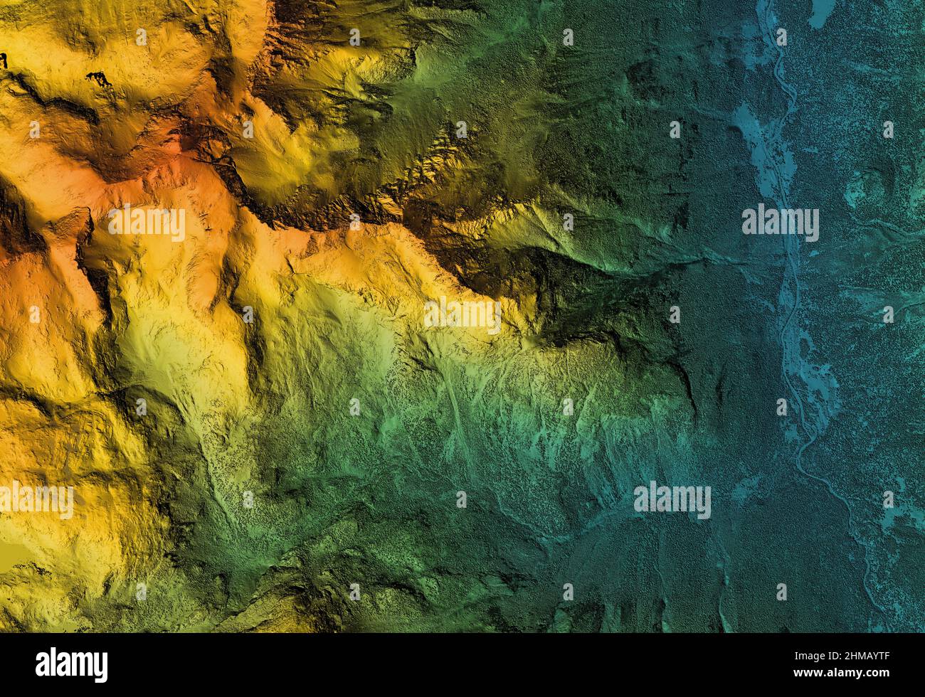 Elevation model of mountain terrain. GIS 3D product made after ...