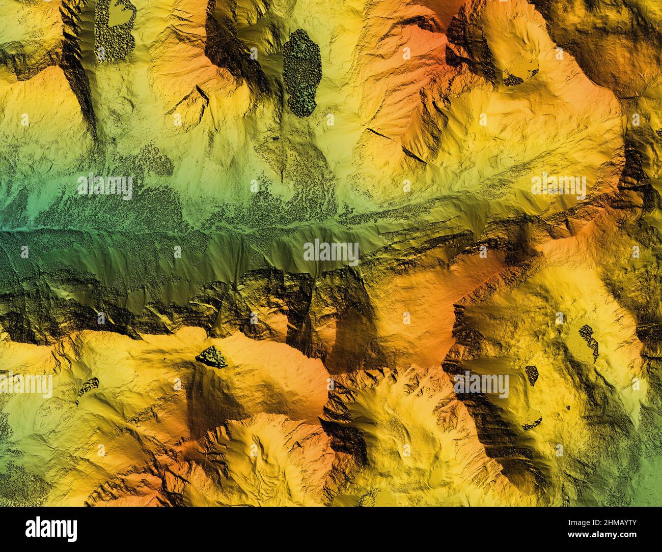 Elevation model of mountain terrain. GIS 3D product made after ...