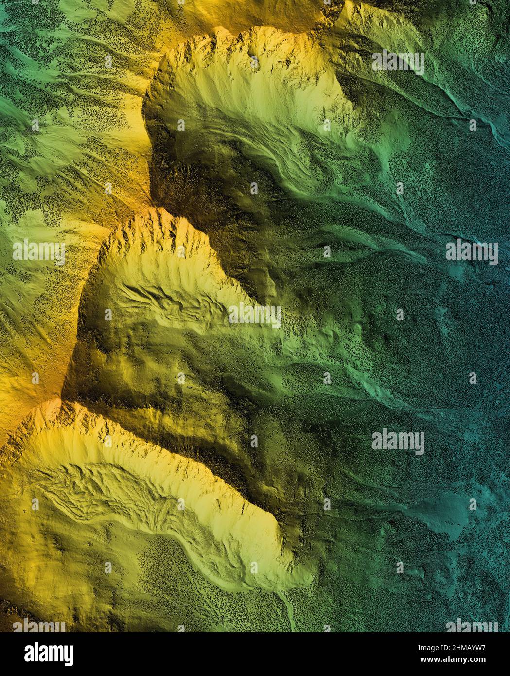 Elevation model of mountain terrain. GIS 3D product made after ...