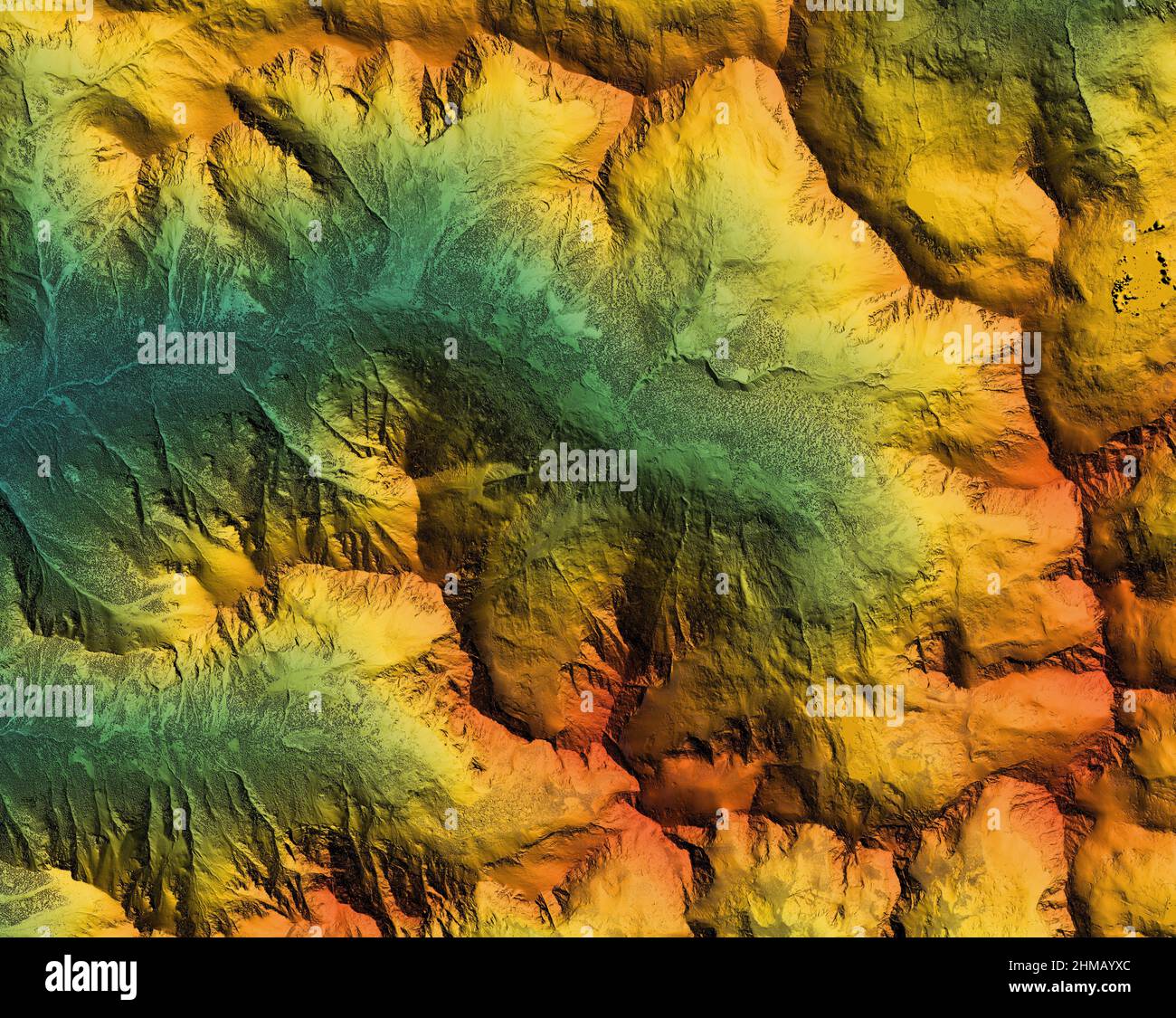 Elevation model of mountain terrain. GIS 3D product made after ...