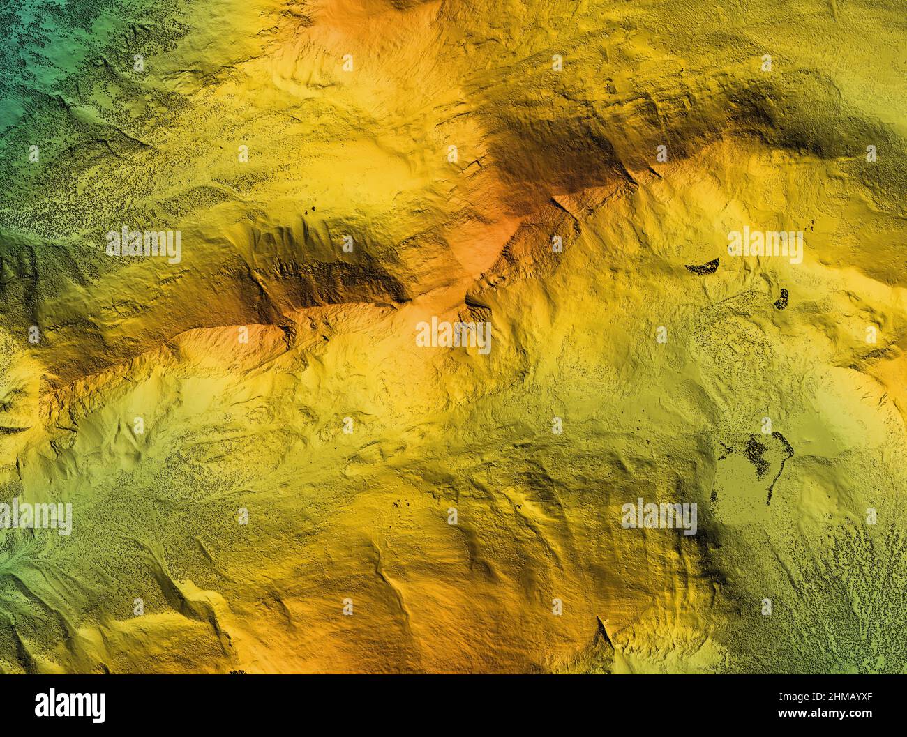 Elevation model of mountain terrain. GIS 3D product made after ...