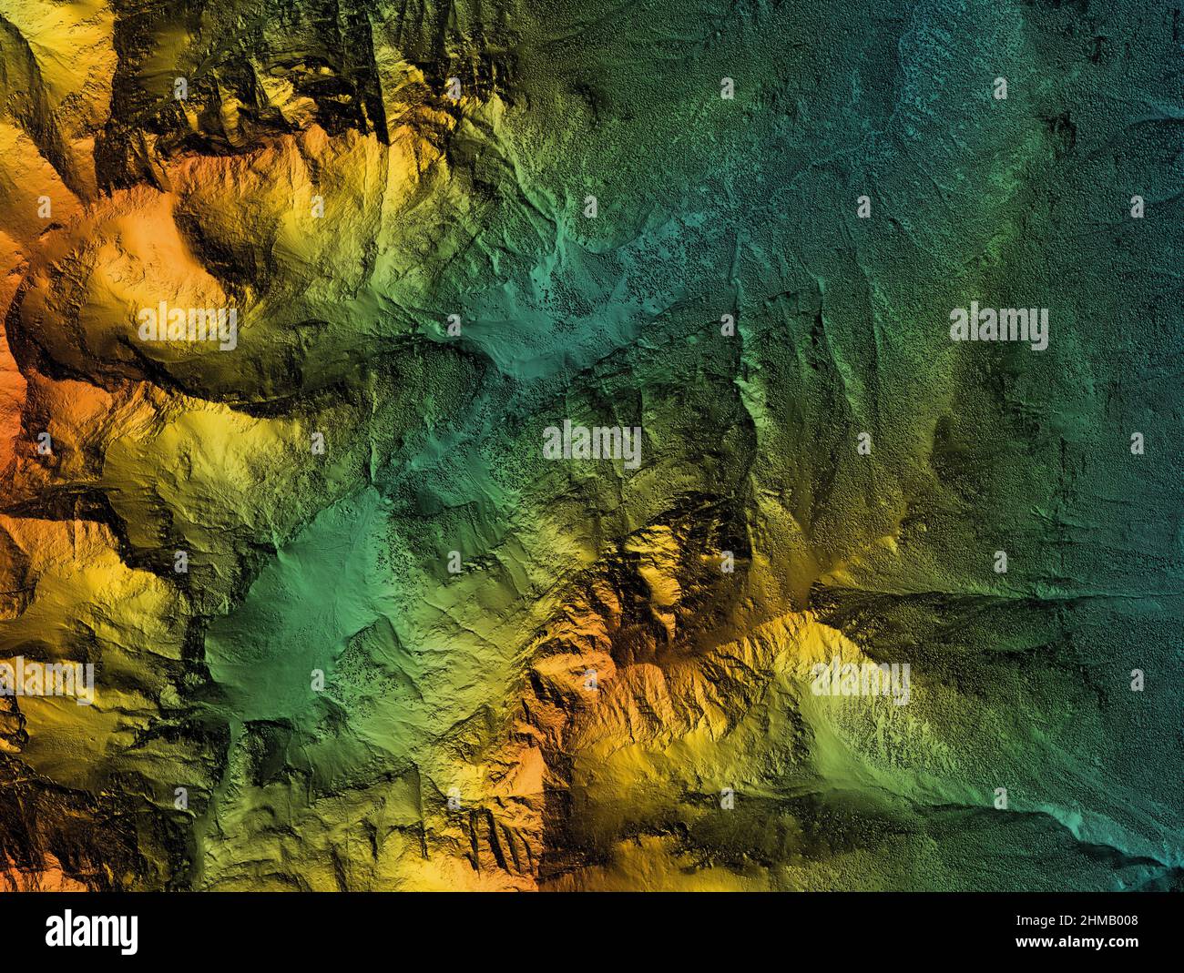 Elevation model of mountain terrain. GIS 3D product made after ...