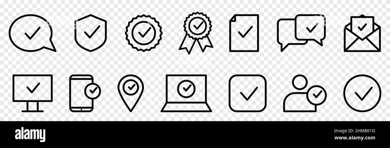 Checkmark bold line icon set Stock Vector Image & Art - Alamy