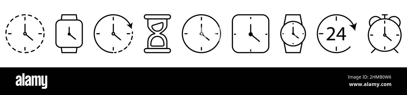 Time thin line icon set. Outline icons collection. Symbol for your ...