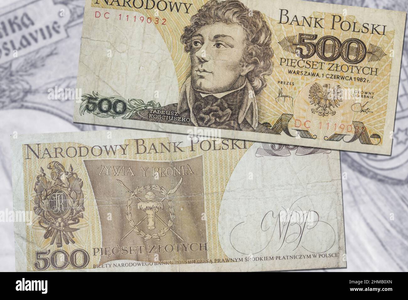 Top view of vintage polish Zloty banknotes Stock Photo - Alamy