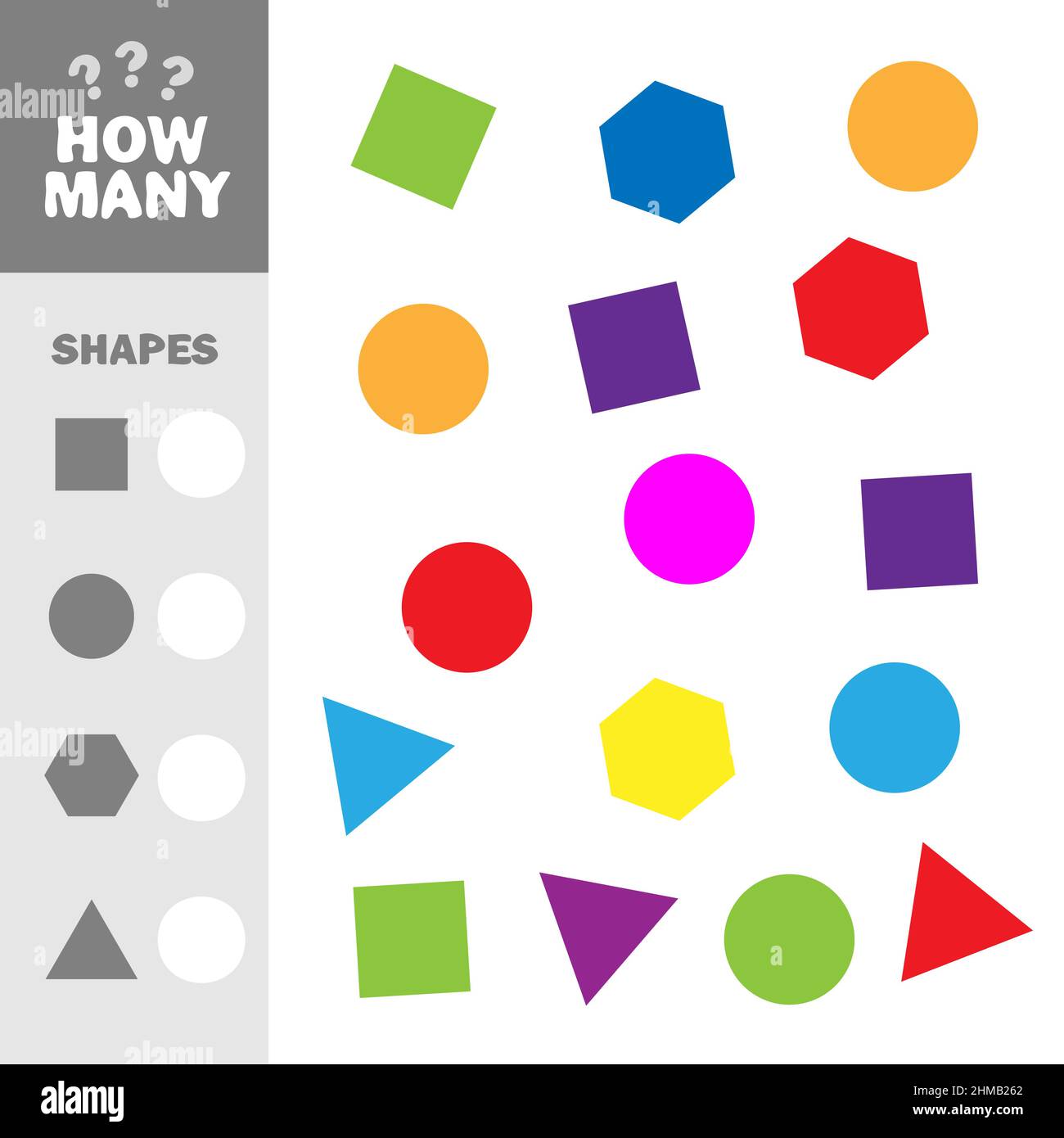 Counting game with simple geometric shapes for kids, educational maths ...