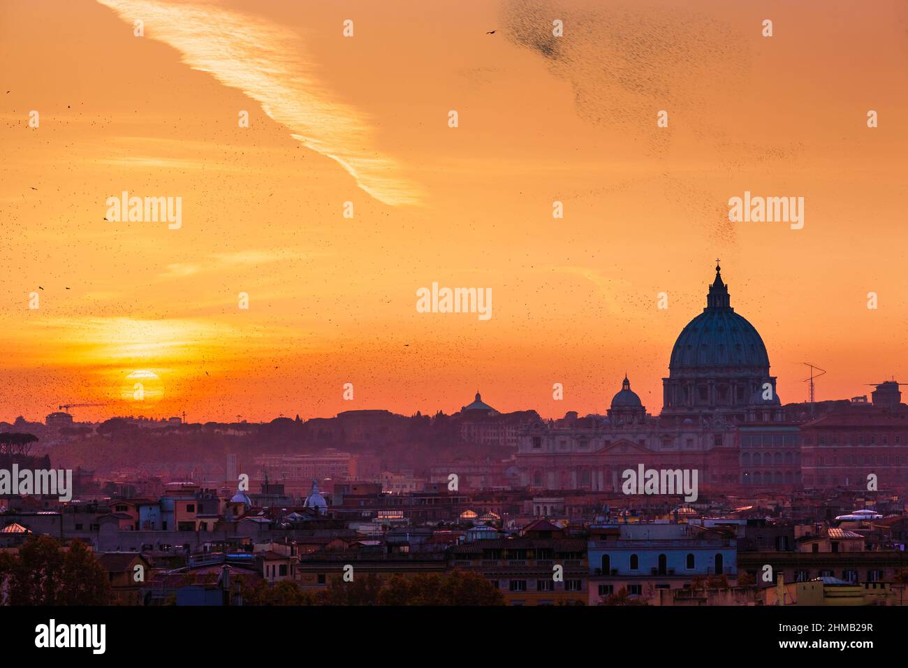Sunset on the most famous monuments of Rome Stock Photo - Alamy