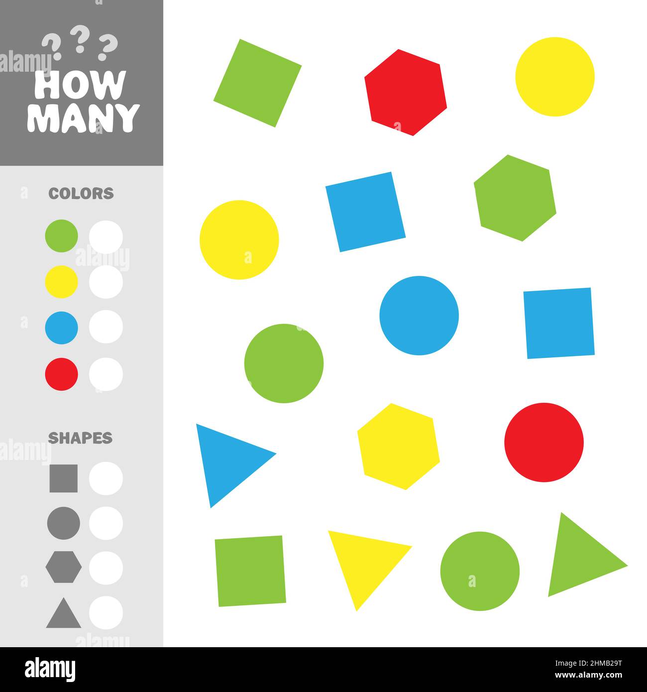 Counting game with simple geometric shapes for kids, educational maths ...