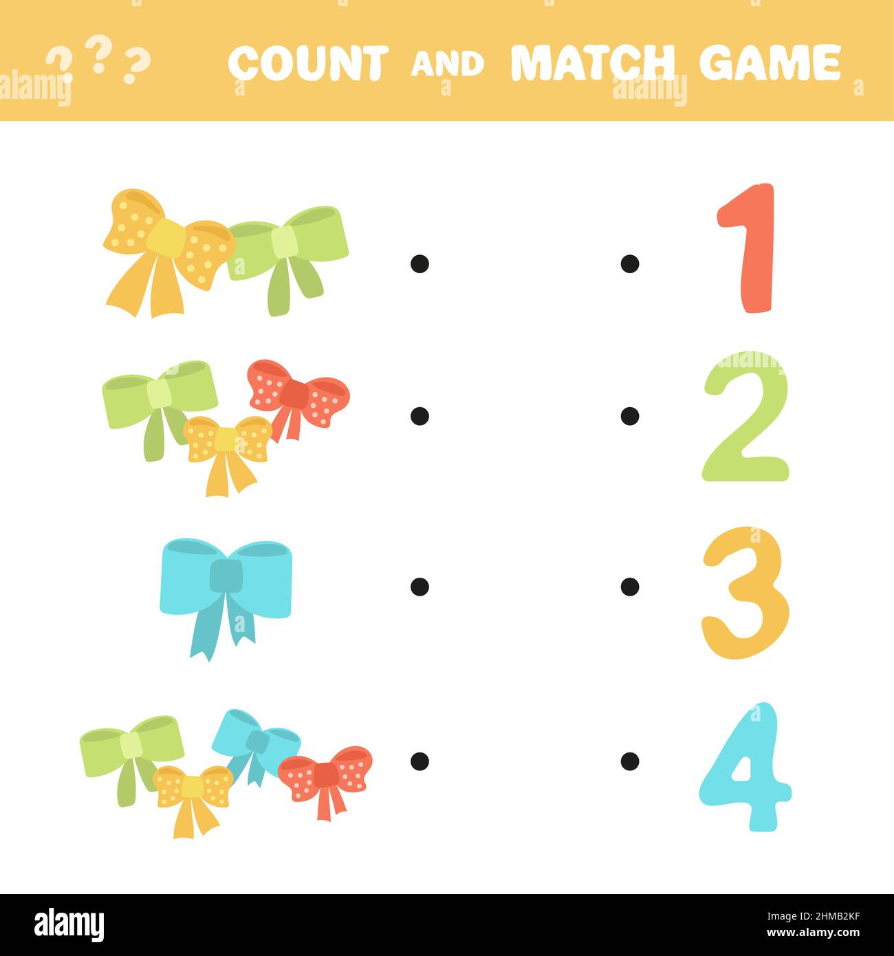 Counting game, count the number of ribbon and connect with the result ...