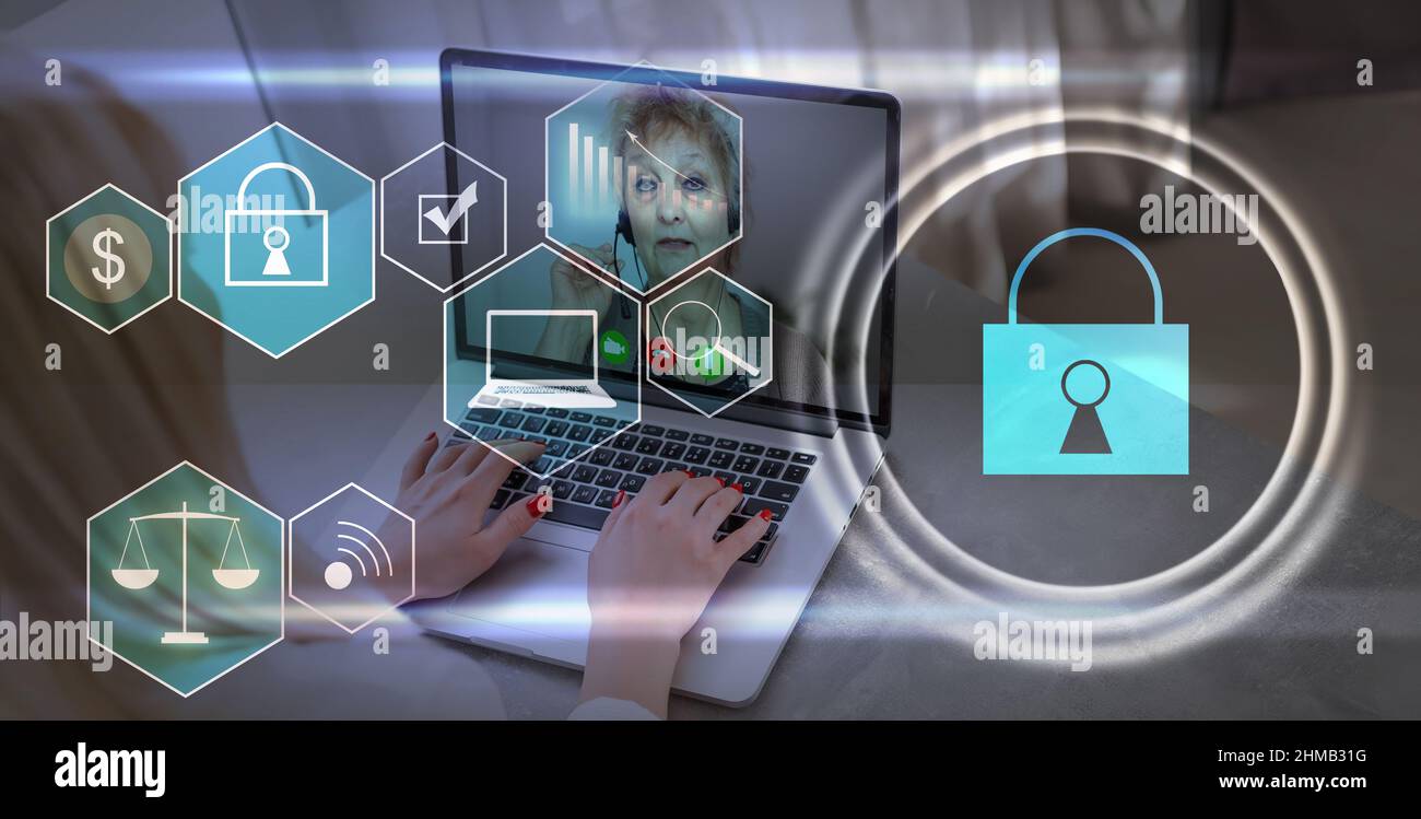 Developing network security system. Internet data security concept. laptop Stock Photo - Alamy