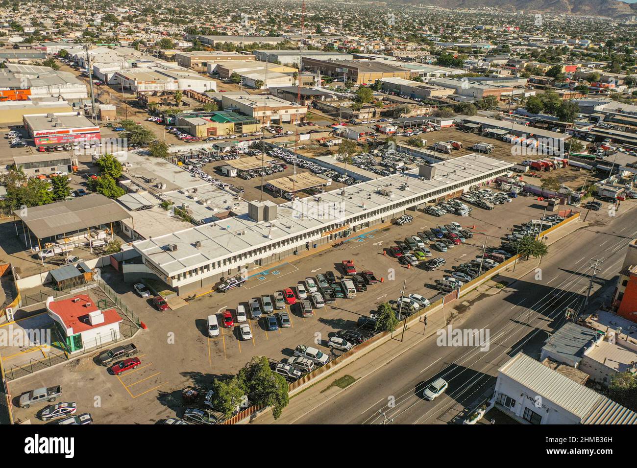 Police headquarters building in Hermosillo north zone, patrol yard and ...