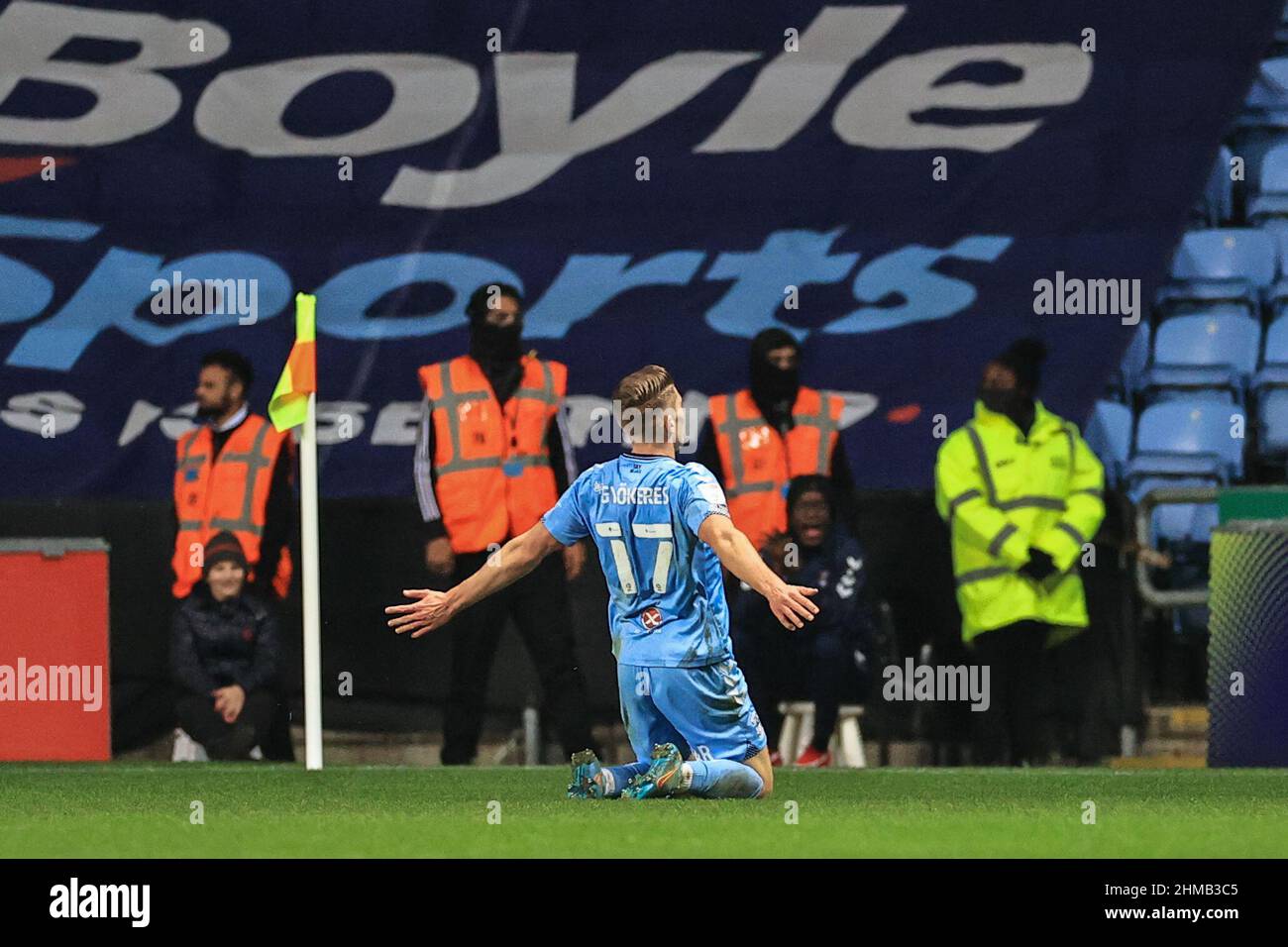 Viktor Gyokeres #17 of Coventry City celebrates his goal to make it 1-1 ...