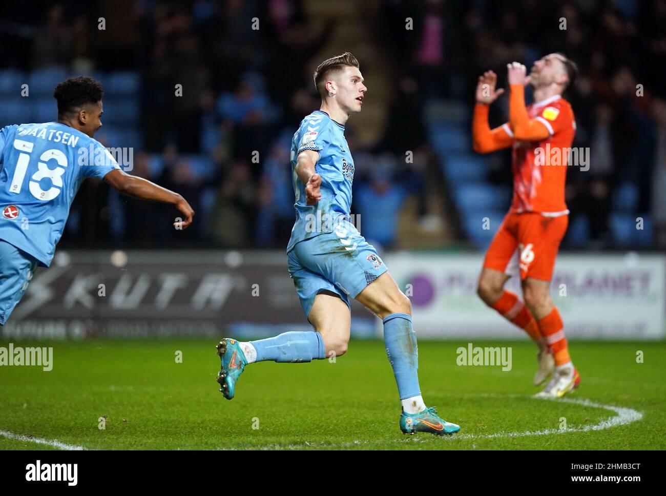 Coventry City's Viktor Gyokeres (centre) celebrates scoring their side ...