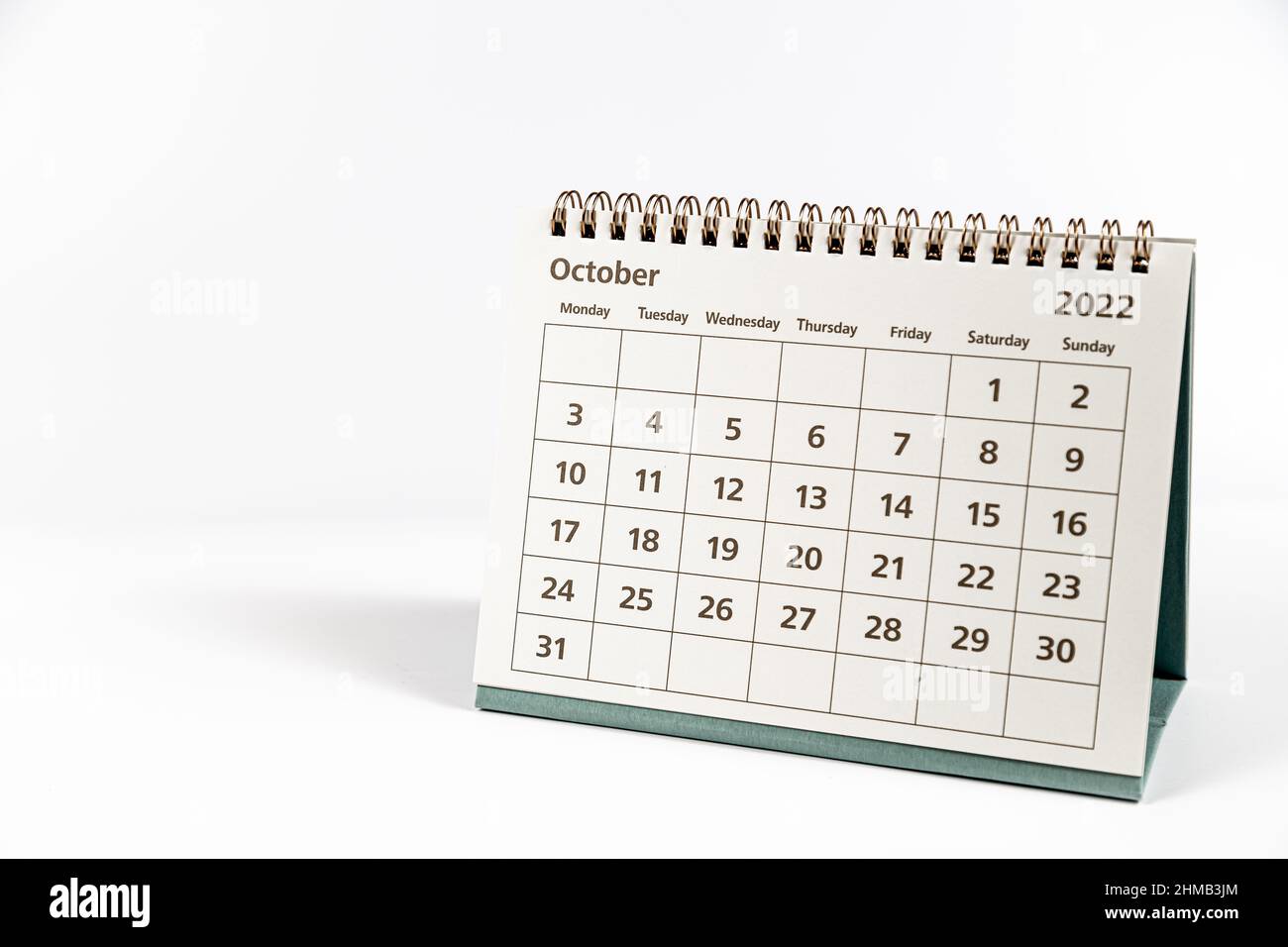 October 2022 calendar on white background isolated Stock Photo - Alamy