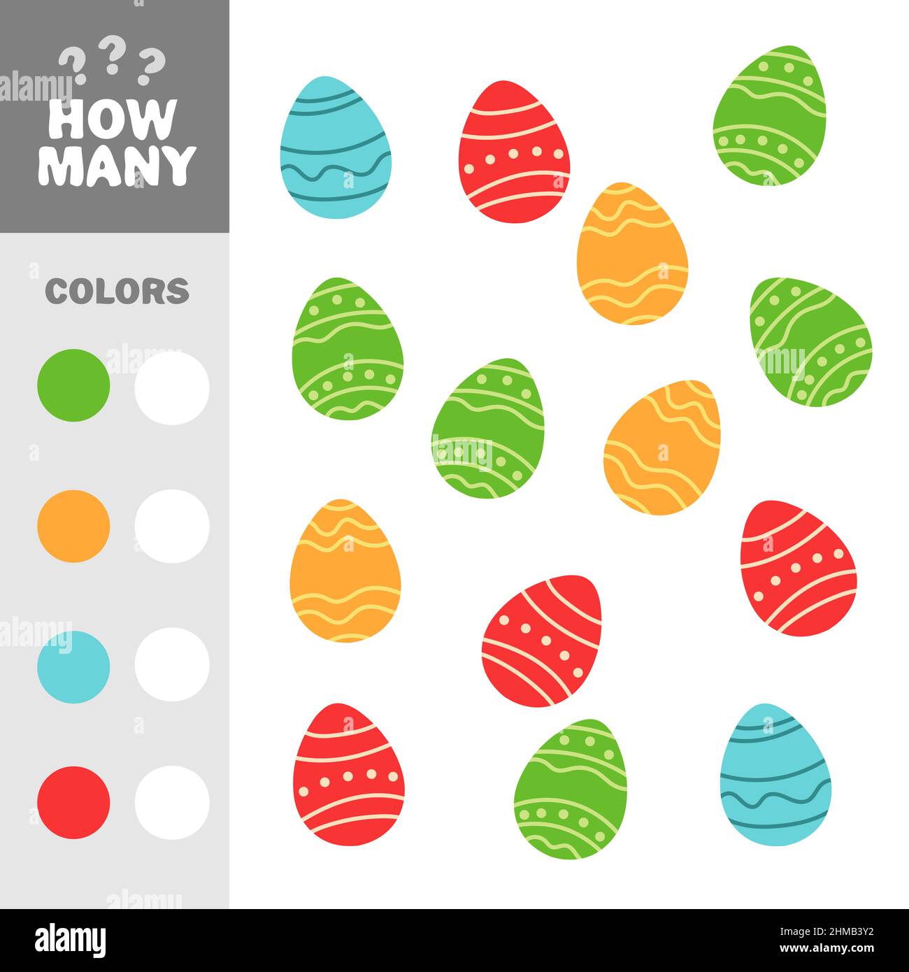 How many easter eggs elements with colors. Educational game for ...