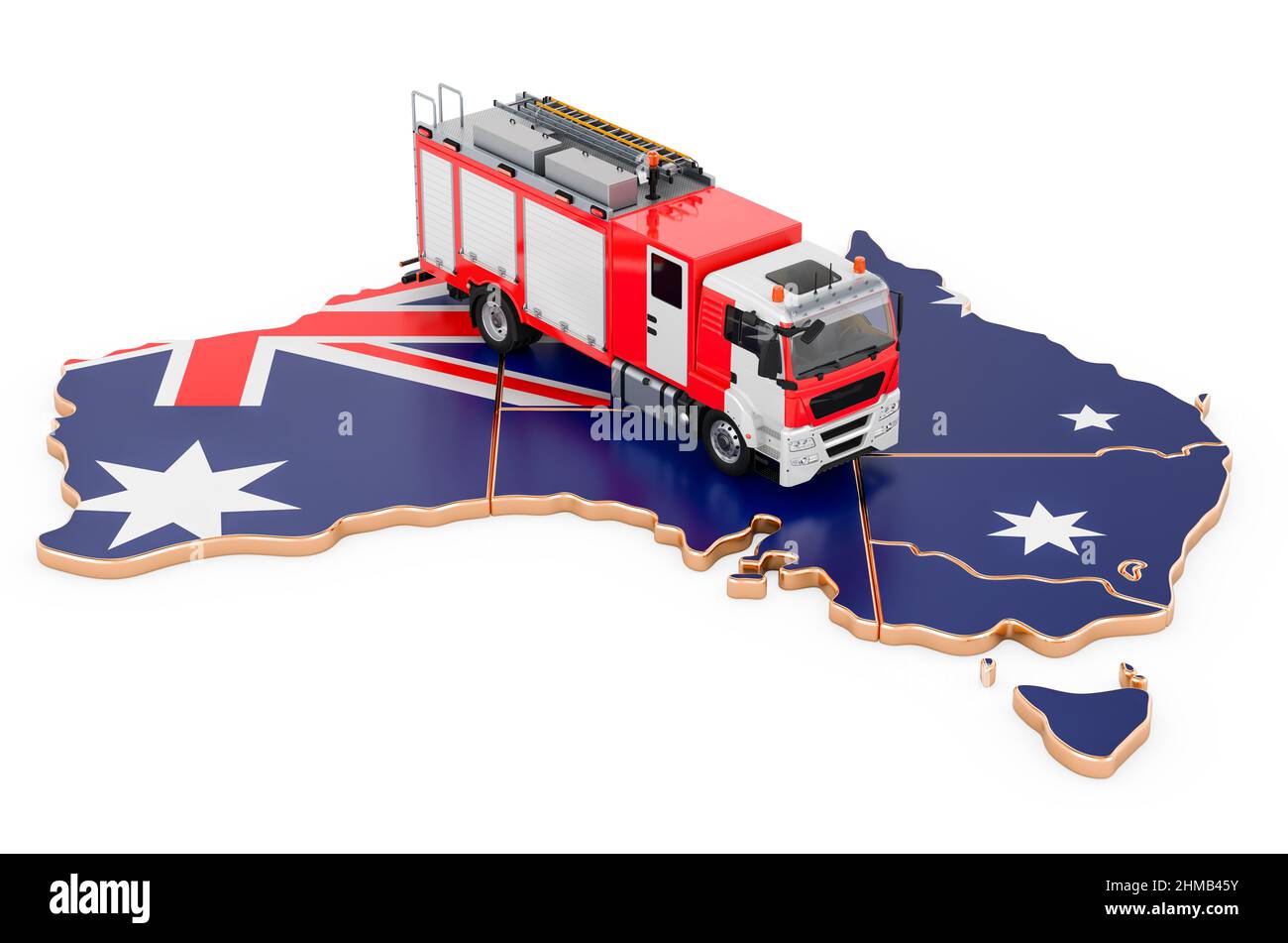 Fire department in Australia. Fire engine truck on the Australian map ...