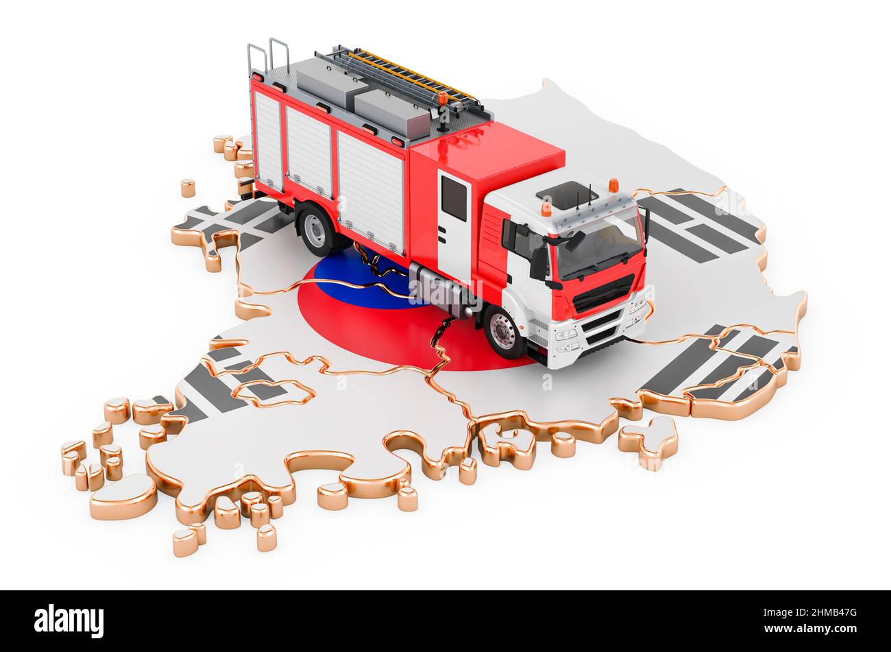 Fire department in South Korea. Fire engine truck on the South Korean ...