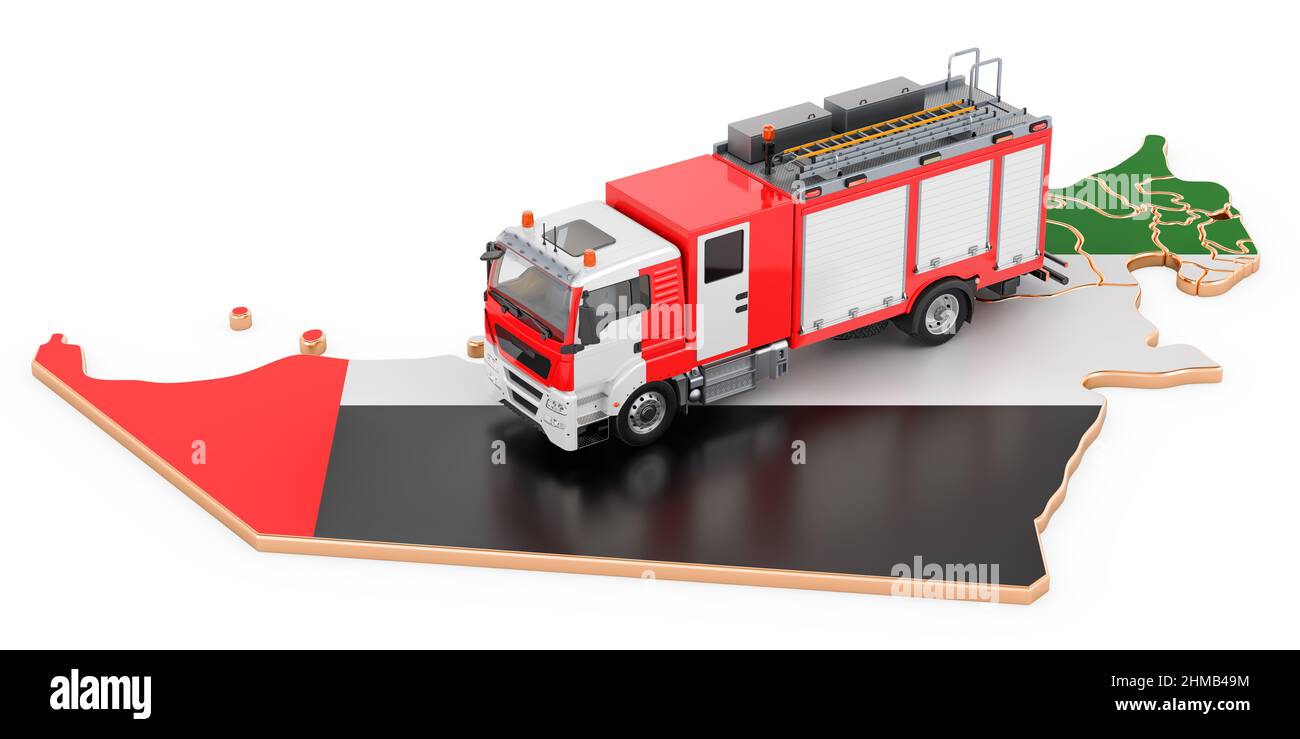 Fire department in the UAE. Fire engine truck on the United Arab ...