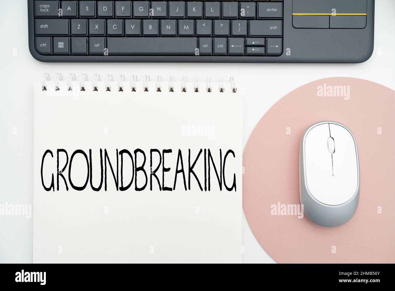 Conceptual caption Ground Breaking. Word Written on Very new and a big ...