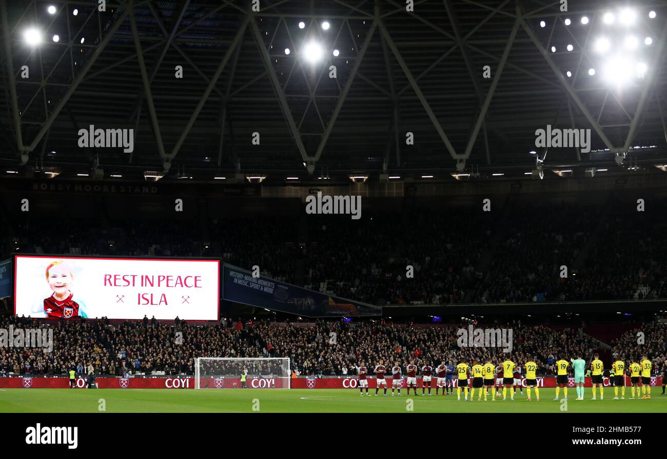 London, England, 8th February 2022. Players show their respect for West ...
