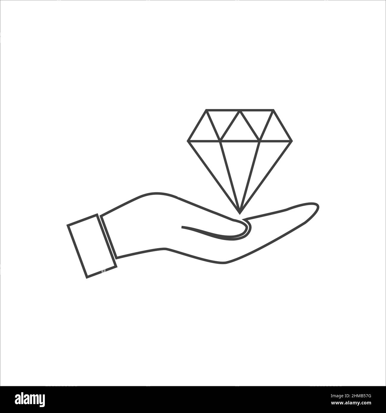 Hand diamond icon flat Black and White Stock Photos & Images - Alamy
