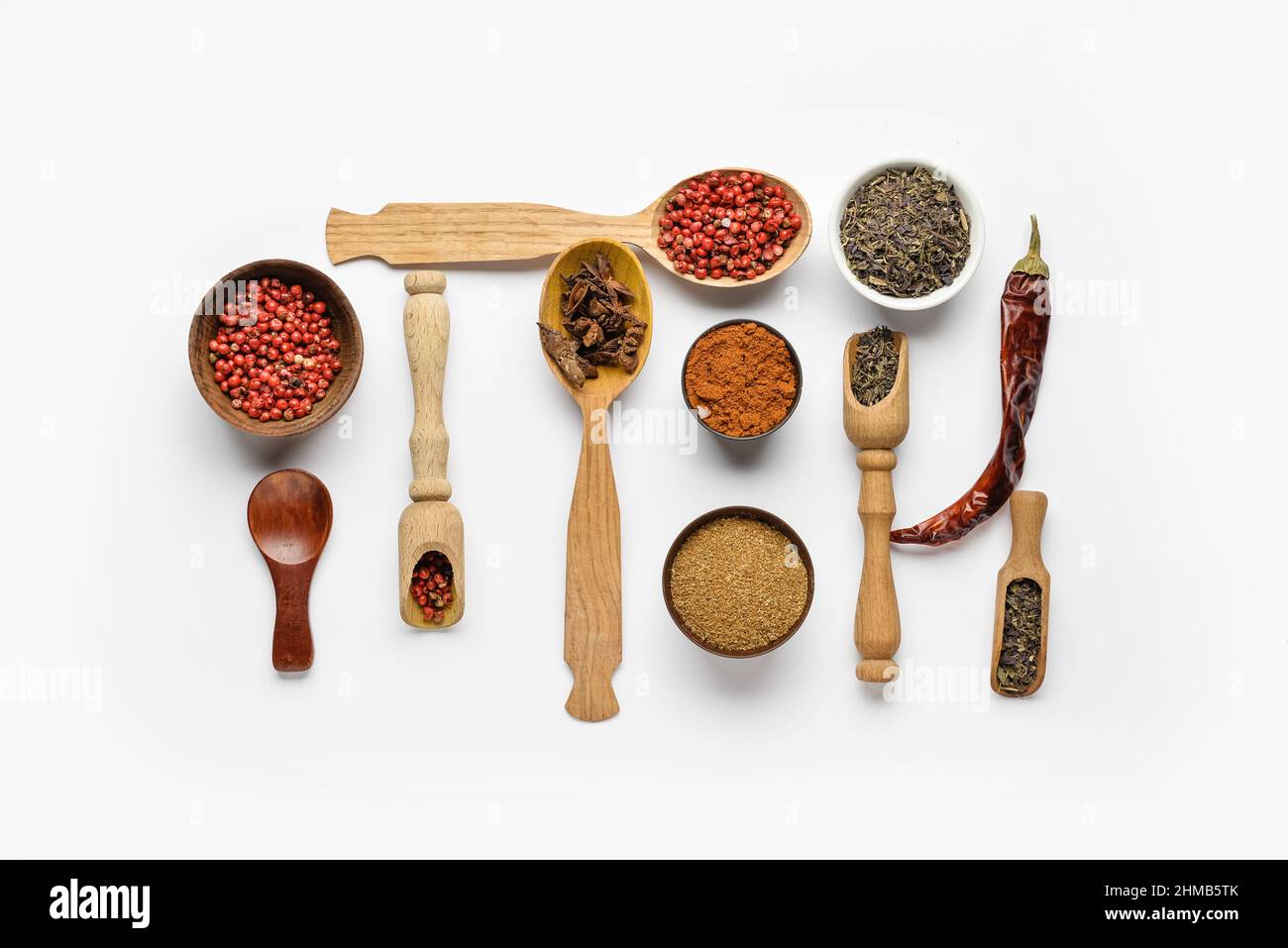 Set of different spices on white background Stock Photo - Alamy