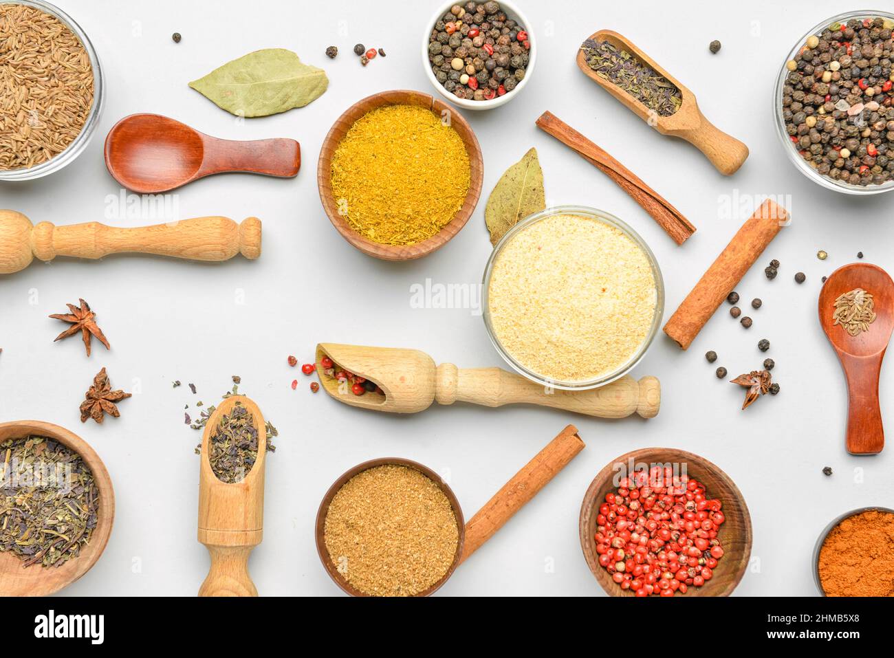 Set of different spices isolated on white background Stock Photo - Alamy