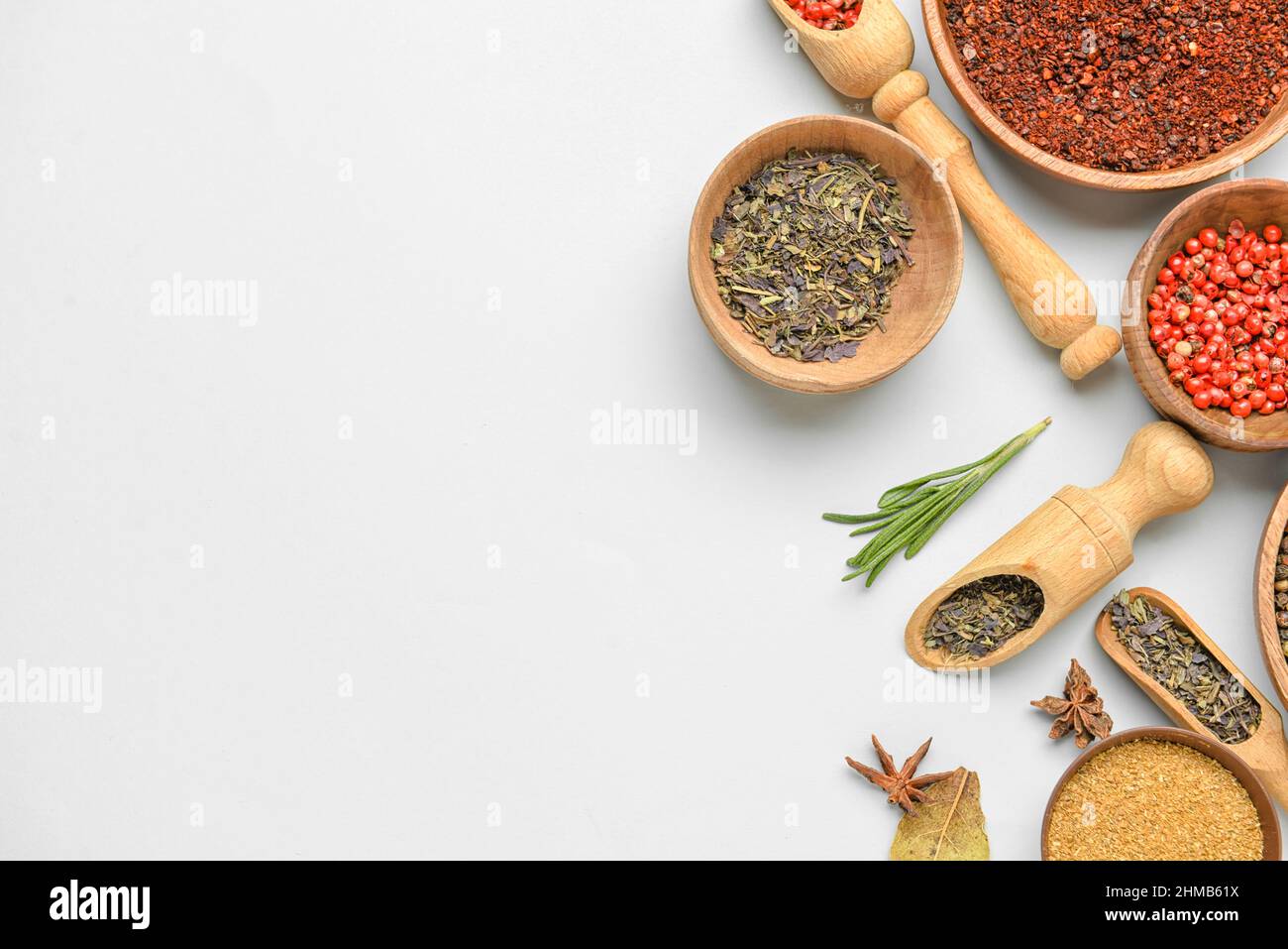 Set of aromatic spices and herbs on white background Stock Photo - Alamy