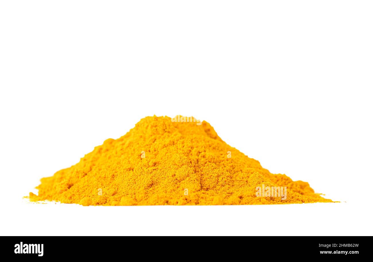 Heap of aromatic turmeric powder isolated on white background Stock ...