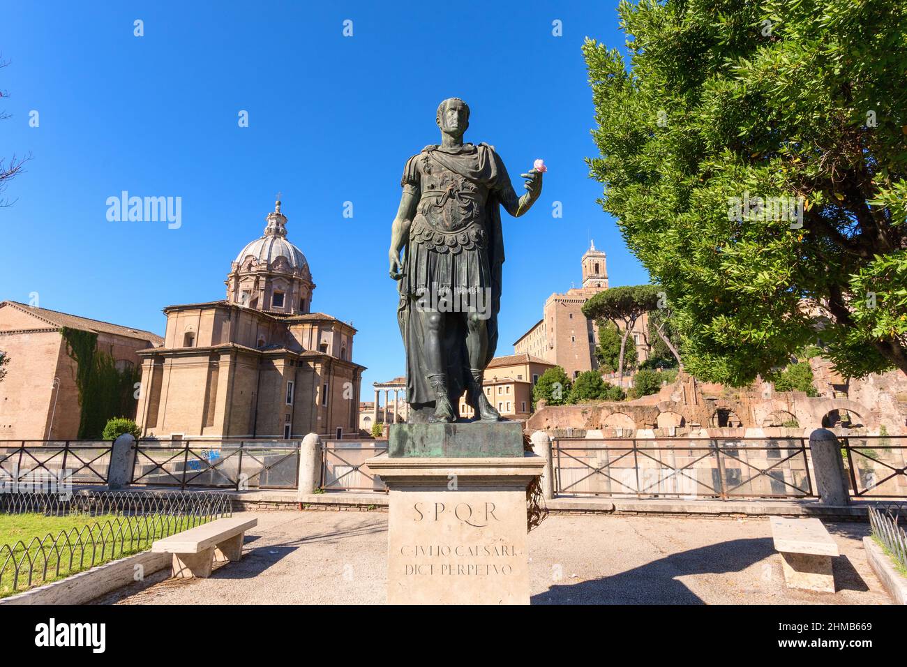Statue in a public street of the roman emperor Gaius Julius Caesar ...
