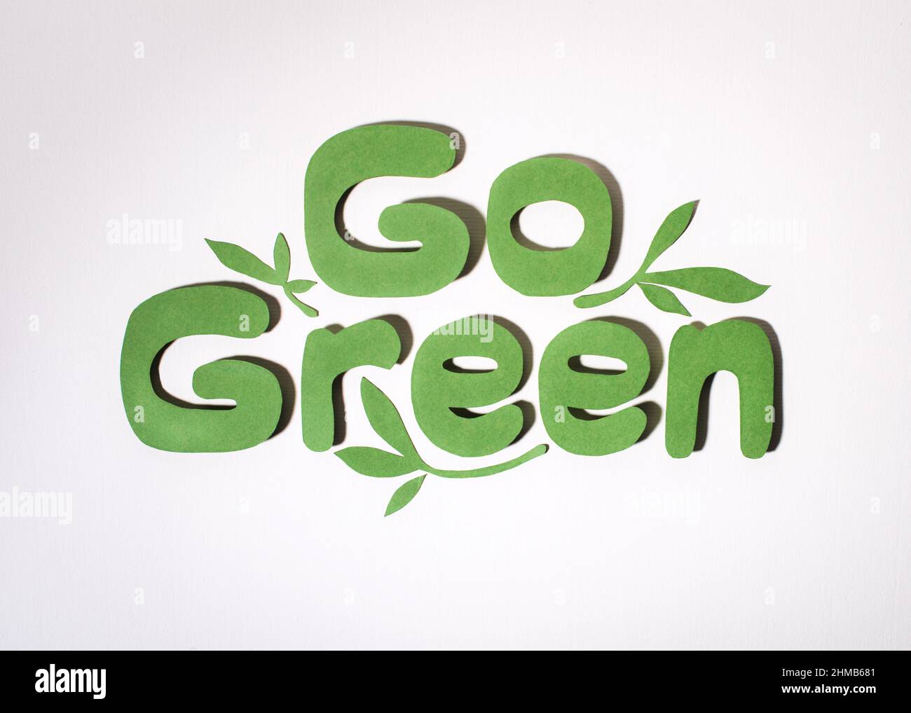 Go Green paper cut lettering. Environment day concept Stock Photo - Alamy