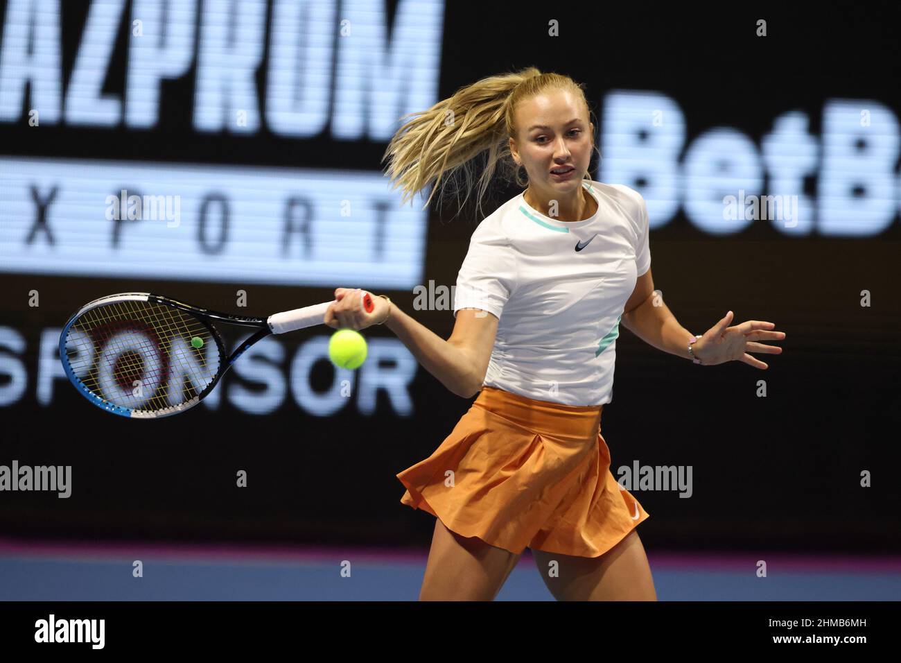 Anastasia Potapova of Russia playing against Maria Sakkari of Greece ...