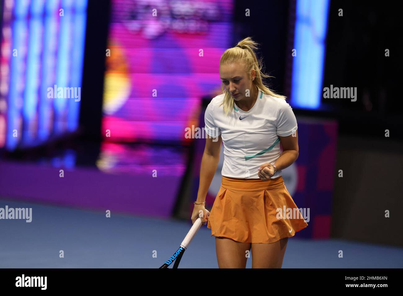 Anastasia Potapova of Russia playing against Maria Sakkari of Greece ...