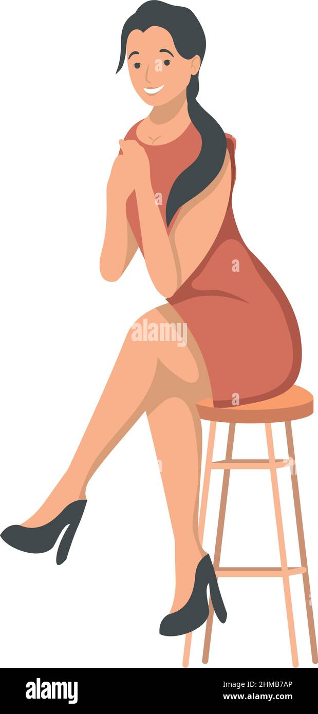 woman seated in chair character Stock Vector Image & Art - Alamy