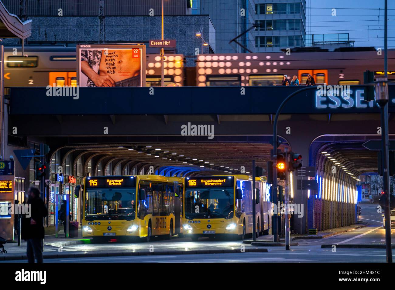 Essen main station, RRX local train, road subway, bus station, stops in ...