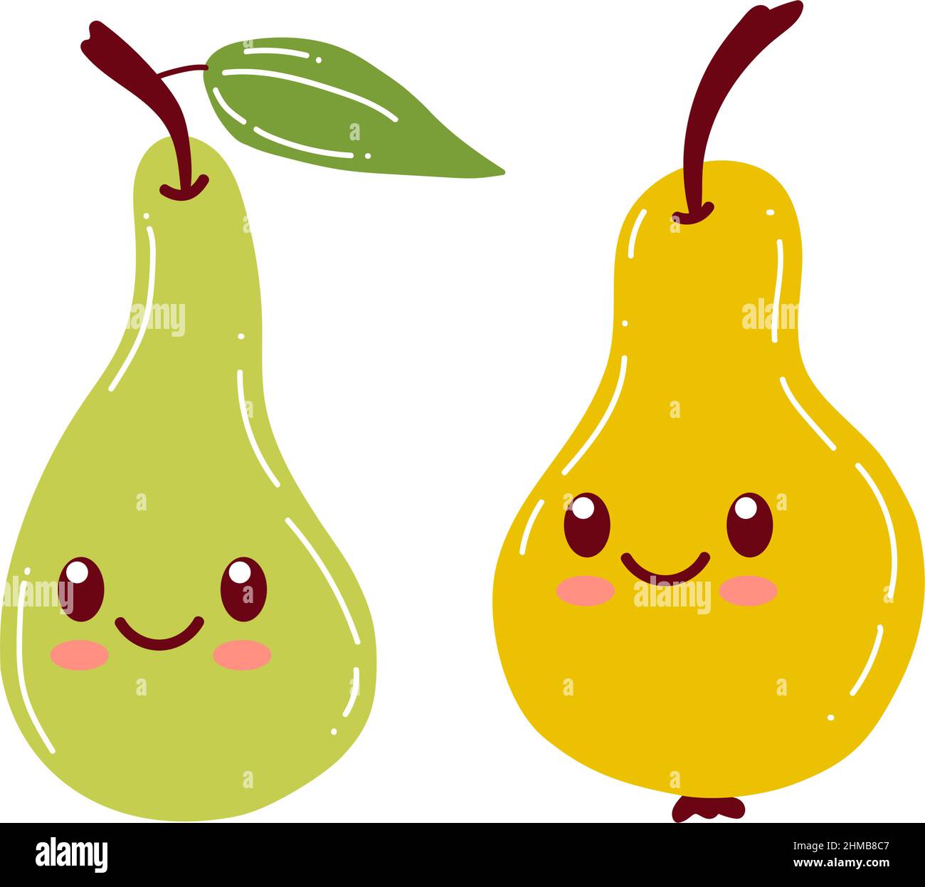 Funny cute pear character. Vector flat pear cartoon kids happy ...
