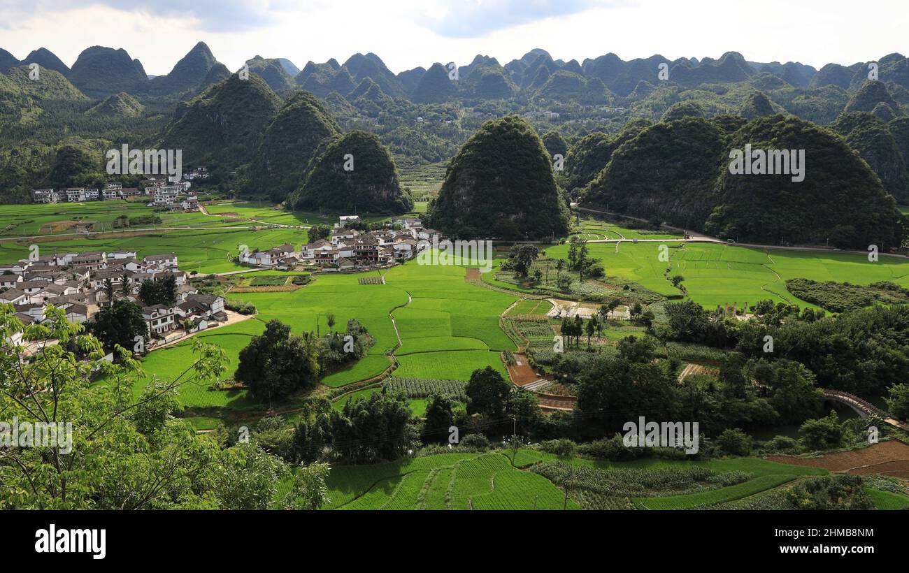 Aerial view of a rural area in China Stock Photo - Alamy