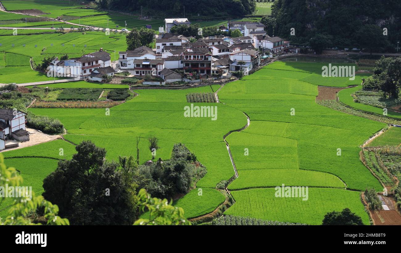Aerial view of a rural area in China Stock Photo - Alamy