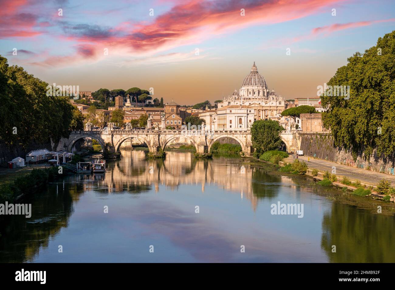 Sunset on the most famous monuments of Rome Stock Photo - Alamy