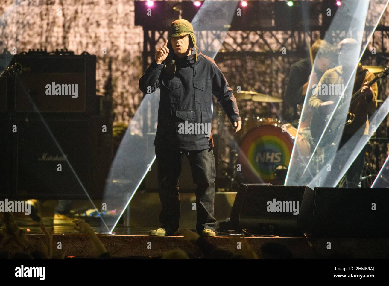 London, UK. 8 February 2022. Liam Gallagher on stage during the the ...