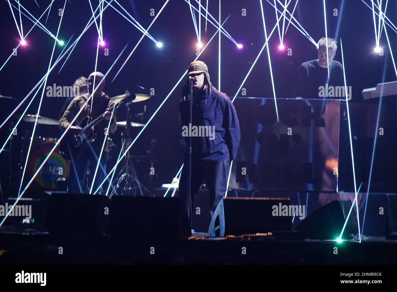 Liam Gallagher performs during the Brit Awards 2022 at the O2 Arena ...