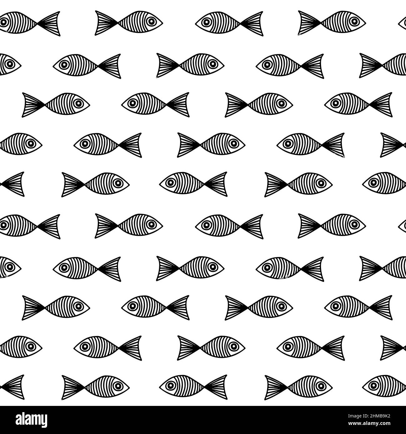 Hand drawn fish seamless pattern Doodle style vector Stock Vector Image ...