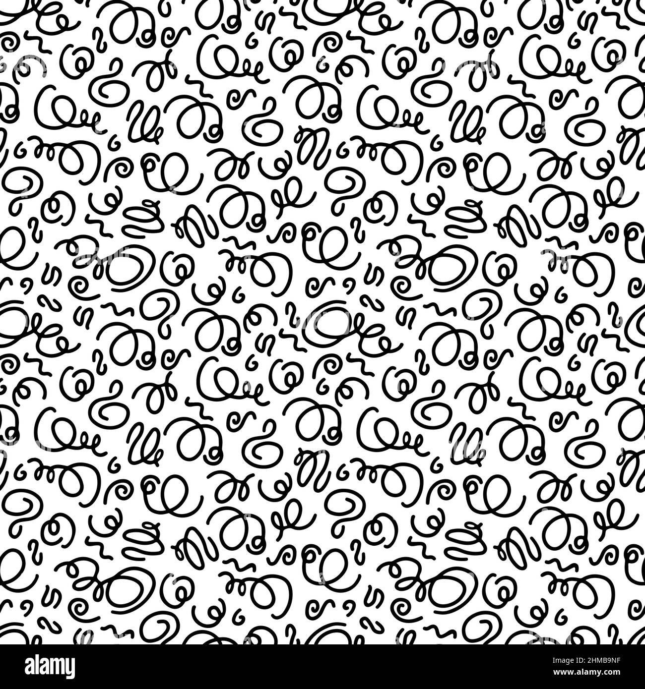Hand drawn irregular curve line seamless pattern. Doodle style vector ...