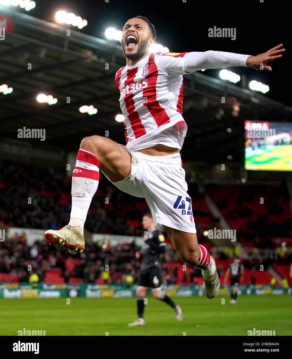 Stoke City's Lewis Baker celebrates scoring their side's second goal of ...