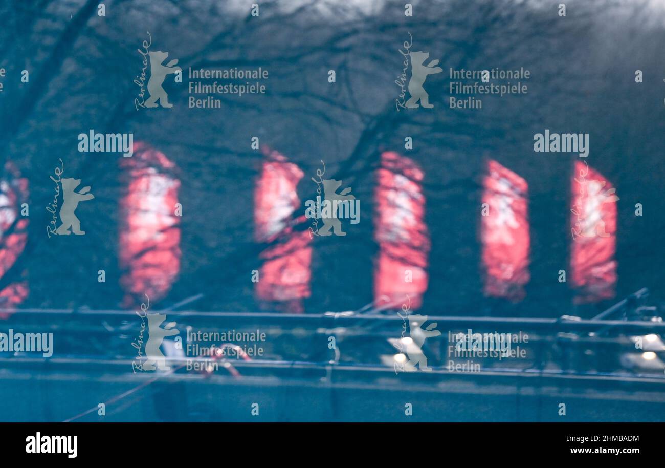 Berlin, Germany. 07th Feb, 2022. Berlinale bears can be seen behind a ...