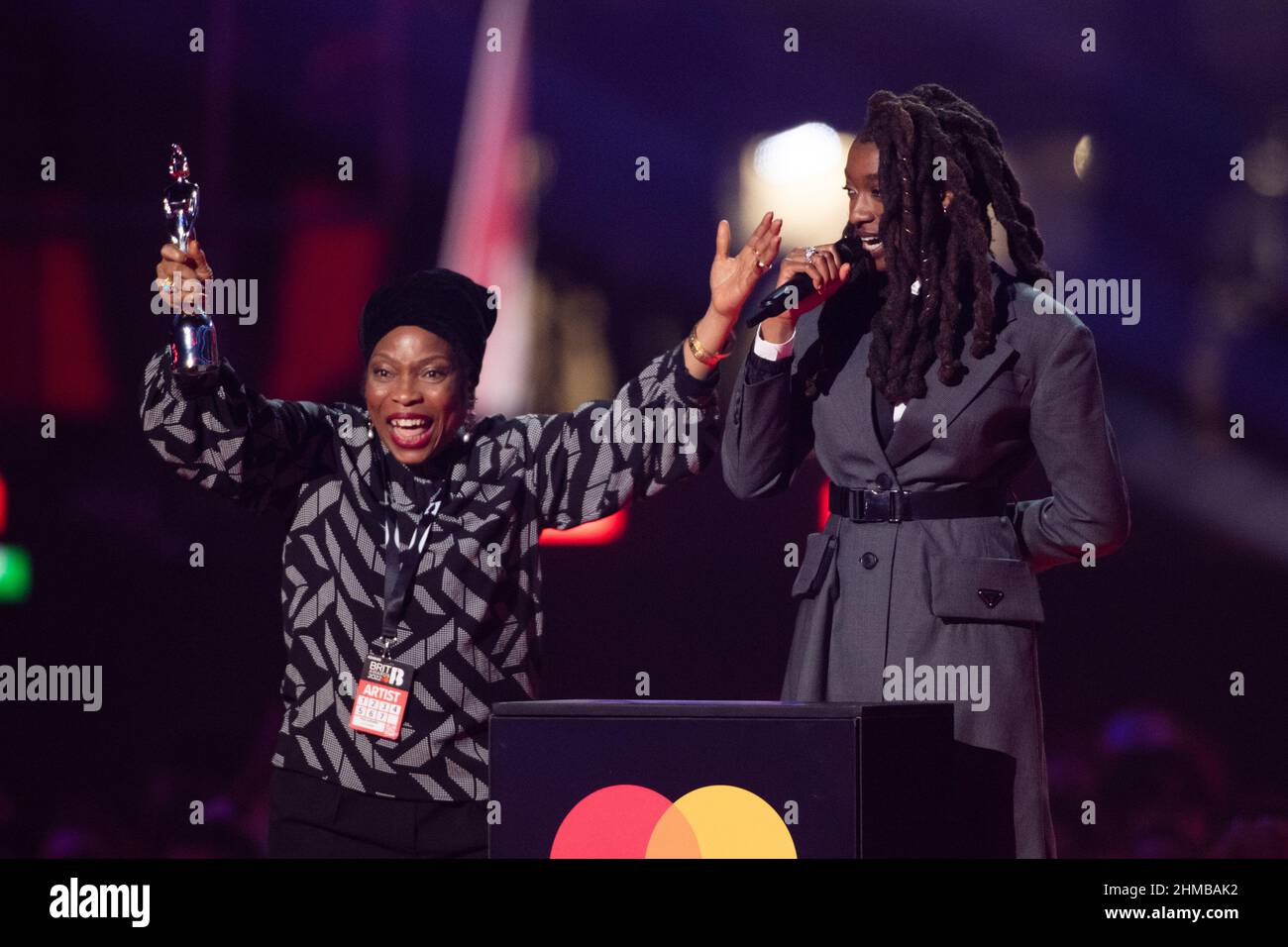 London, UK. 8 February 2022. Little Simz on stage during the the Brit ...