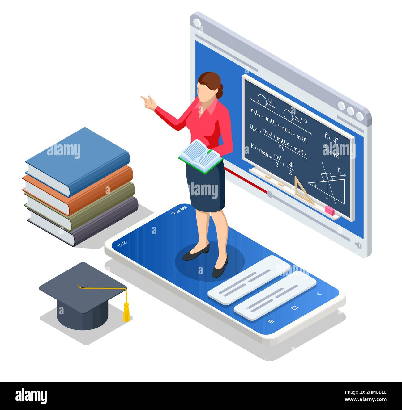 Isometric concept of physics lesson online. Physics school subject ...